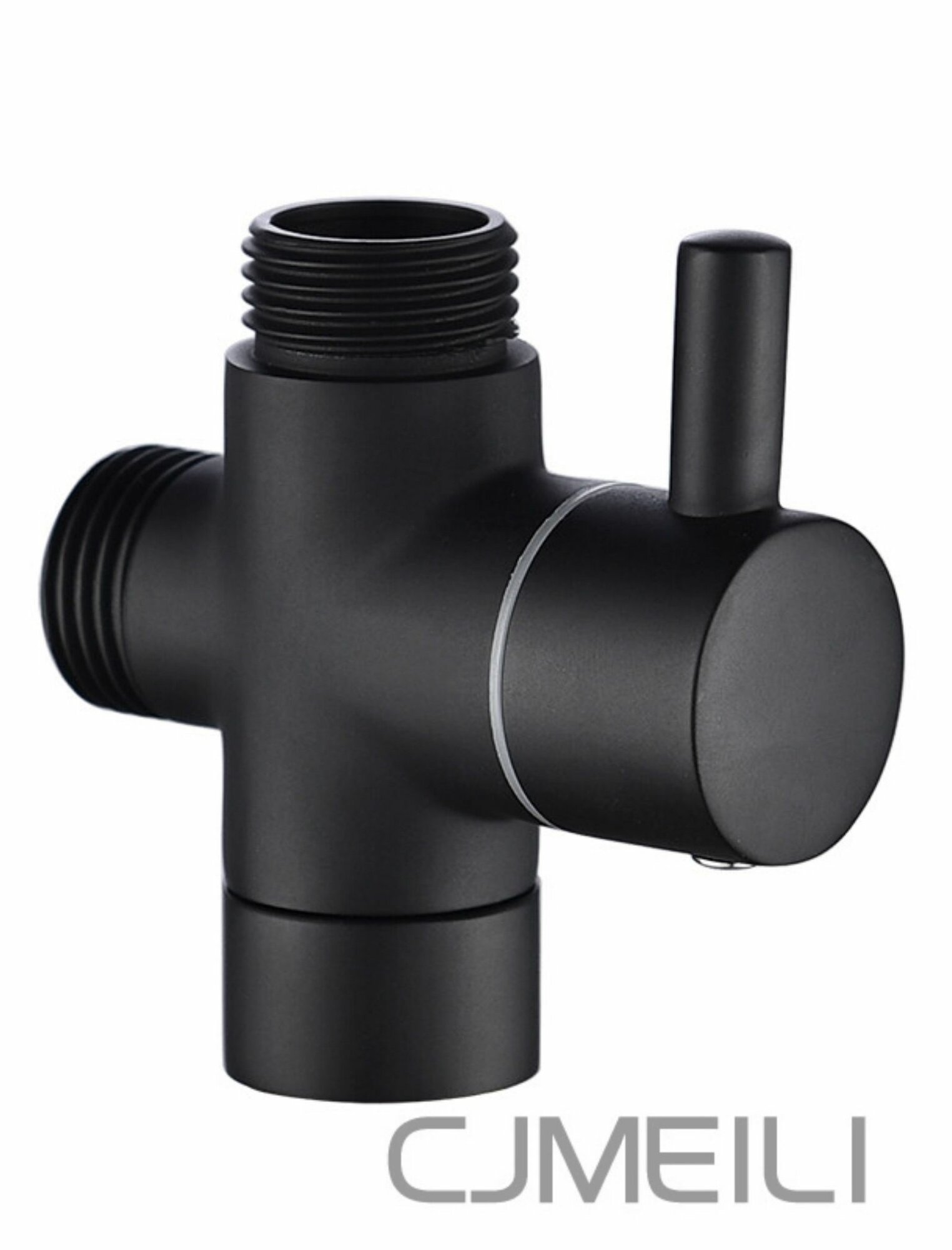 Медь Кран шаровой угловой трехпроходной, Матовый черный G1/2