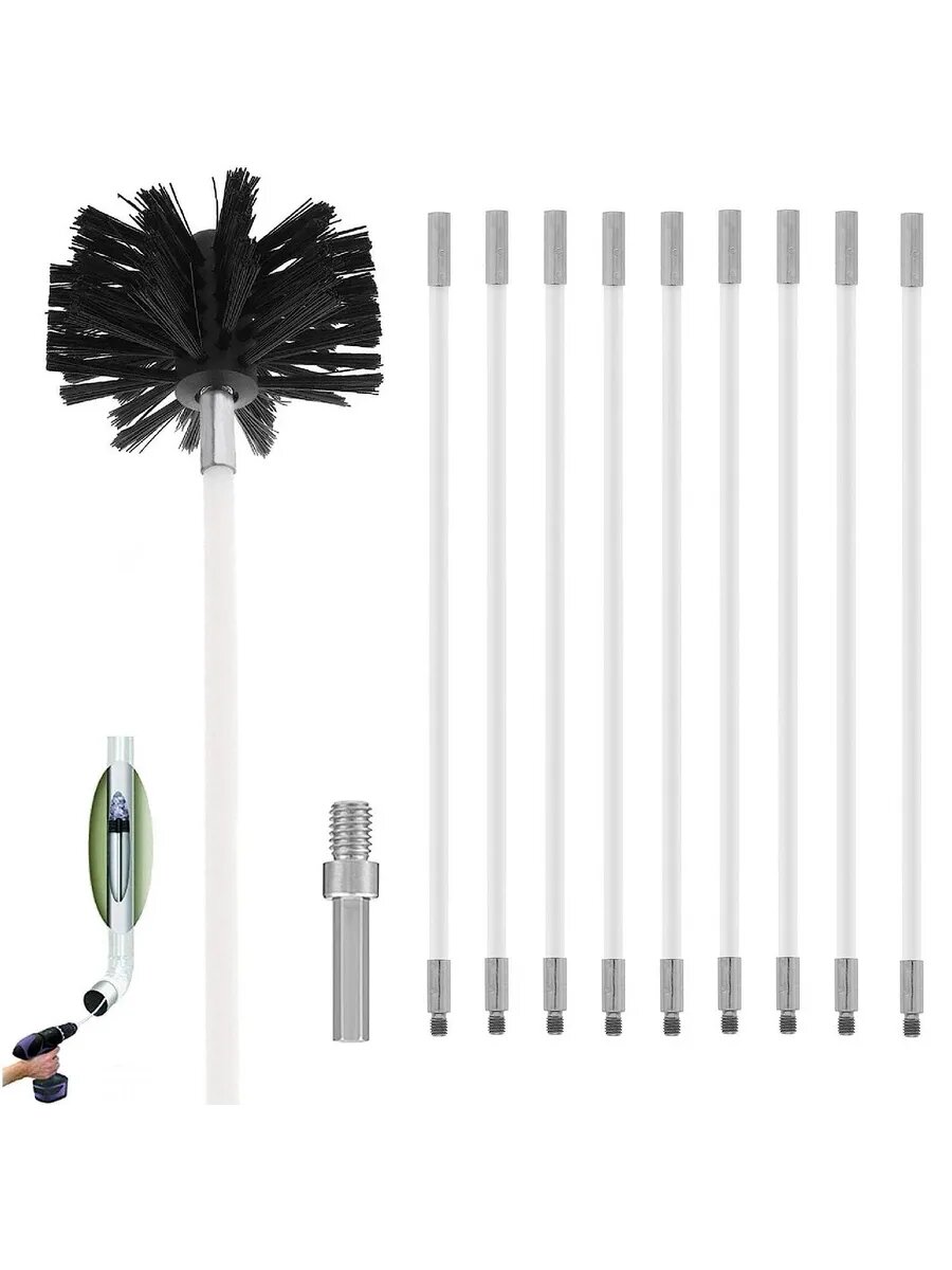 Щетка для чистки дымохода Вращающаяся, 9 предметов x 400 мм