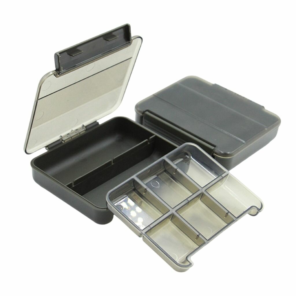 Отдельная коробка для мелких принадлежностей, коробка для рыболовных крючков-двухслойная, 2 сетки, 6 сеток