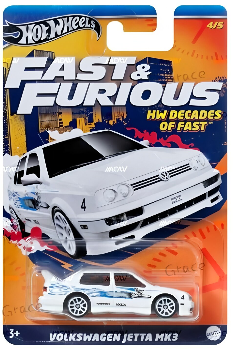 Машинка Hot Wheels VOLKSWAGEN JETTA, пластик, 1:64, 4x2.5 см