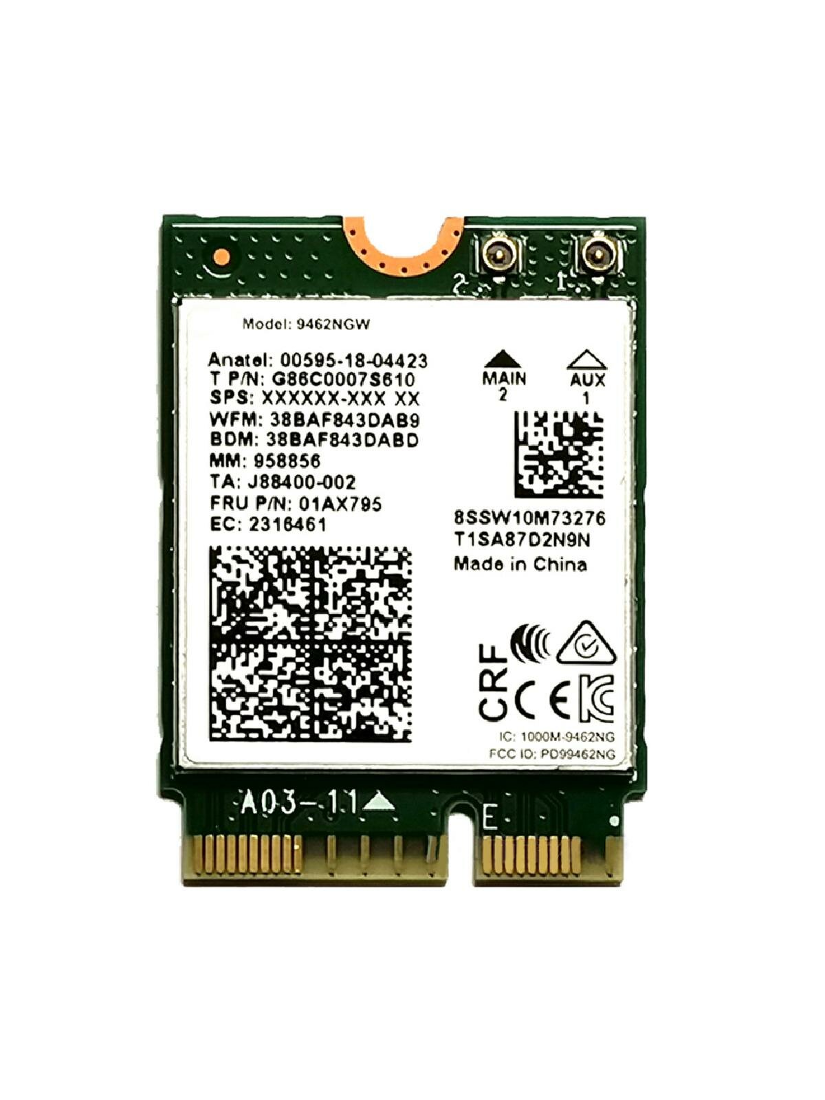 Wireless-AC Dual Band Wifi Card Adapter for Intel 9462NGW CNVI NGFF for M.2 for Key E with Bluetooth-compatible 5.0 for