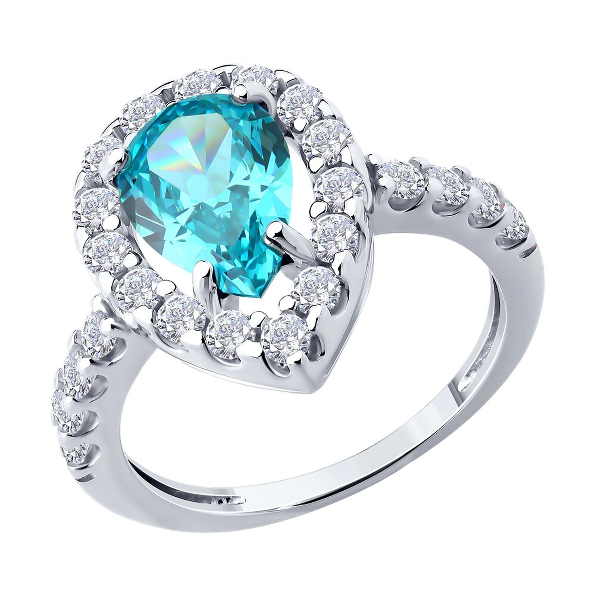 Кольцо, серебро, 925 проба, родирование, фианит