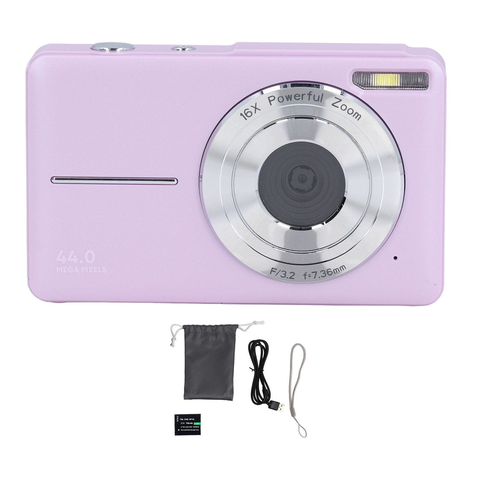 Цифровая фотокамера 44 МП 1080p HD, 16-кратный зум, автофокус, 2,5-дюймовый IPS-дисплей, защита от дрожания, карманная, для путешествий, видеосъемки, фиолетовая, вилка UK 100–240 В