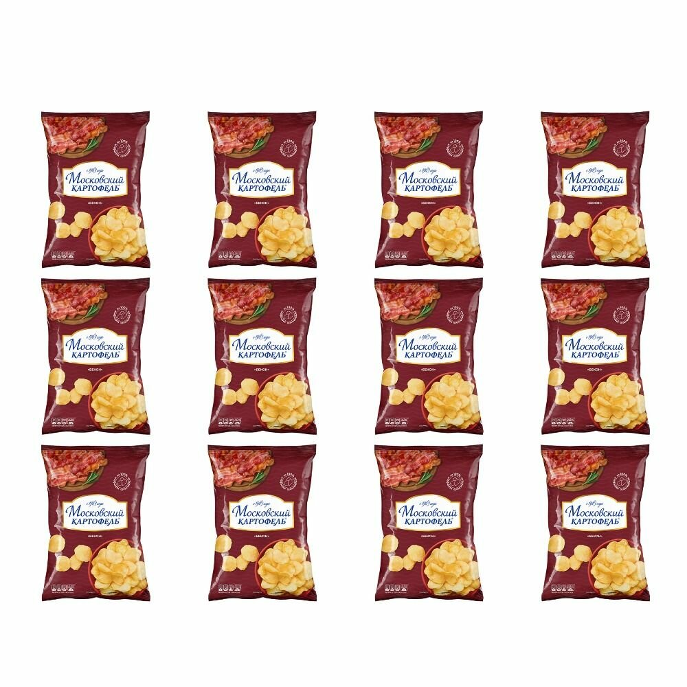 Московский Чипсы картофельные со вкусом Бекон, 60 гр, 12 пачек в коробке