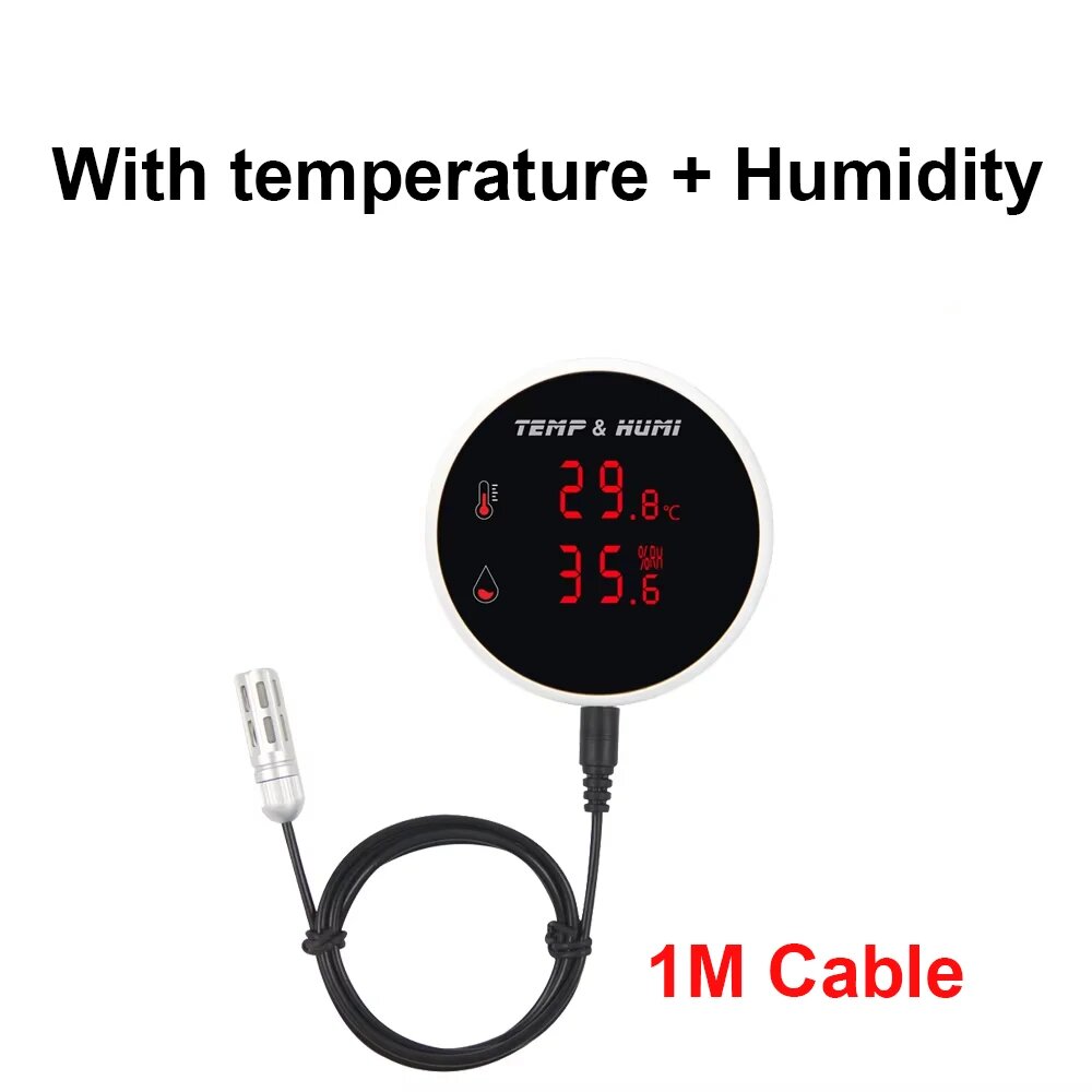 Умный Wi-Fi гигрометр Tuya, термометр с внешним детектором температуры и влажности, зарядкой через USB или перезаряжаемой батареей