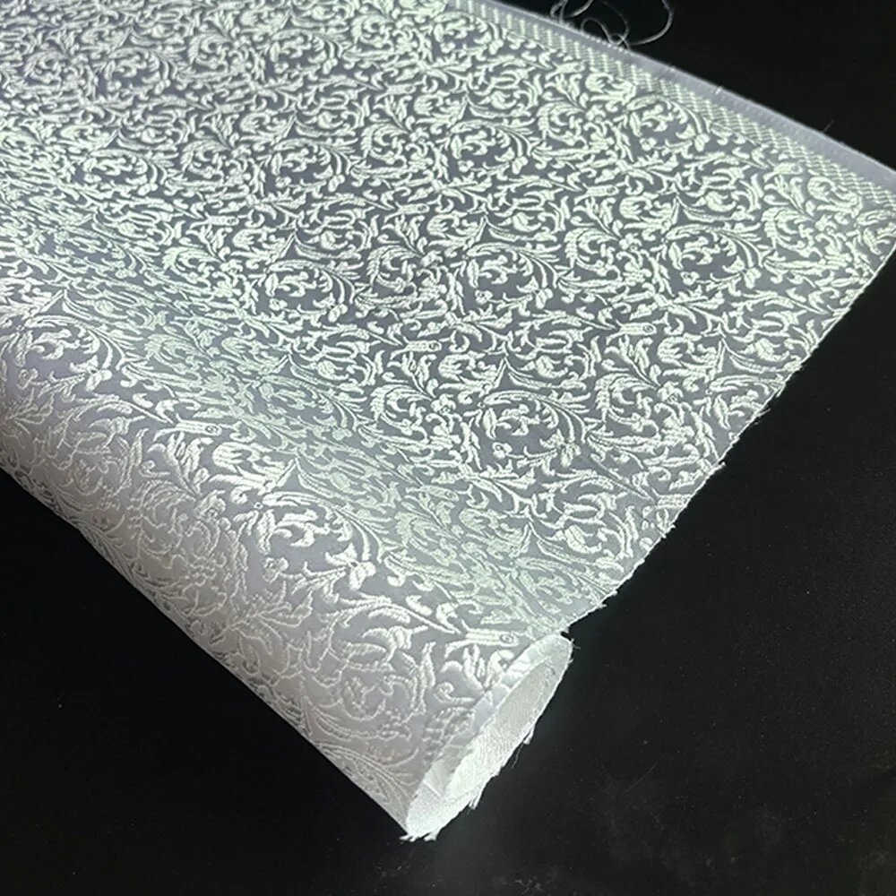 Парчовая ткань Findohope 75x50 см пшеничный цветочный узор Белый, Ivory