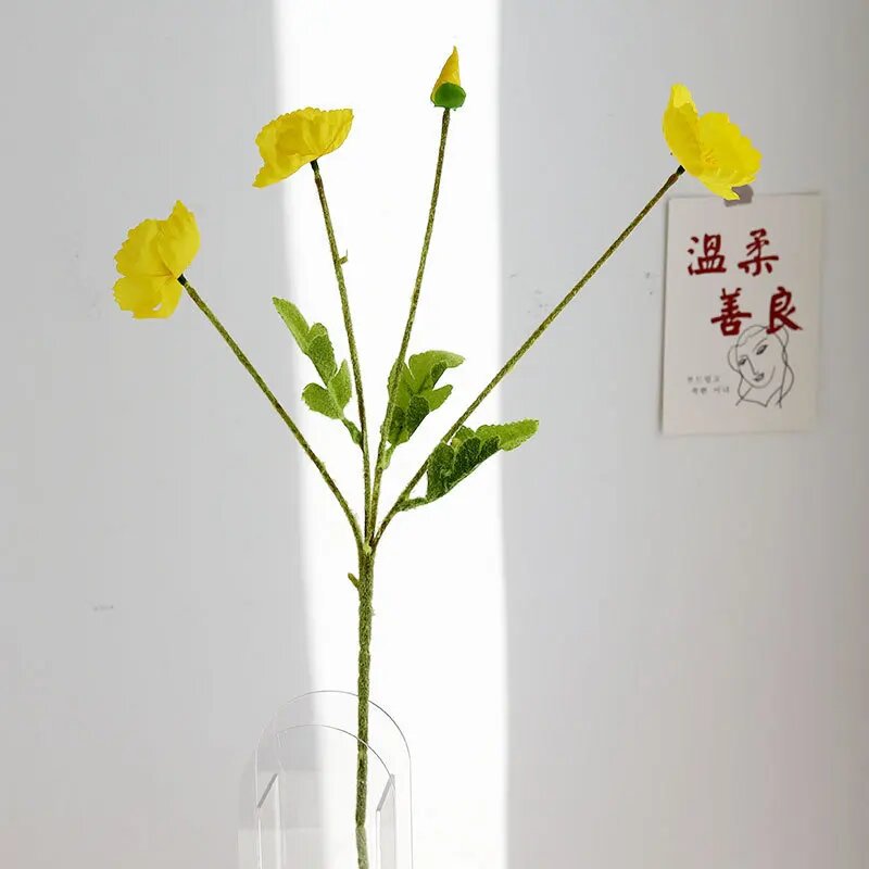 Искусственные маки Uflower Светло-желтый, Yellow