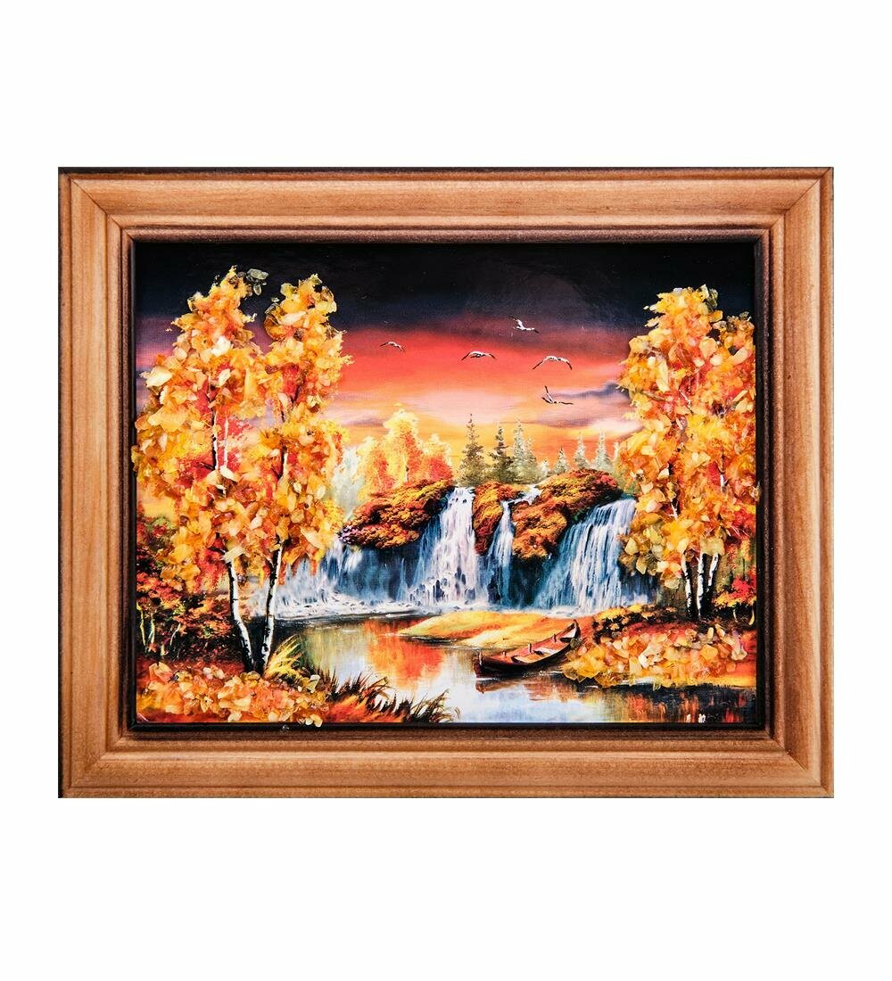 Картина "Красота природы" (с янтарной крошкой) дер. краш. рамка 12х15 A2181835