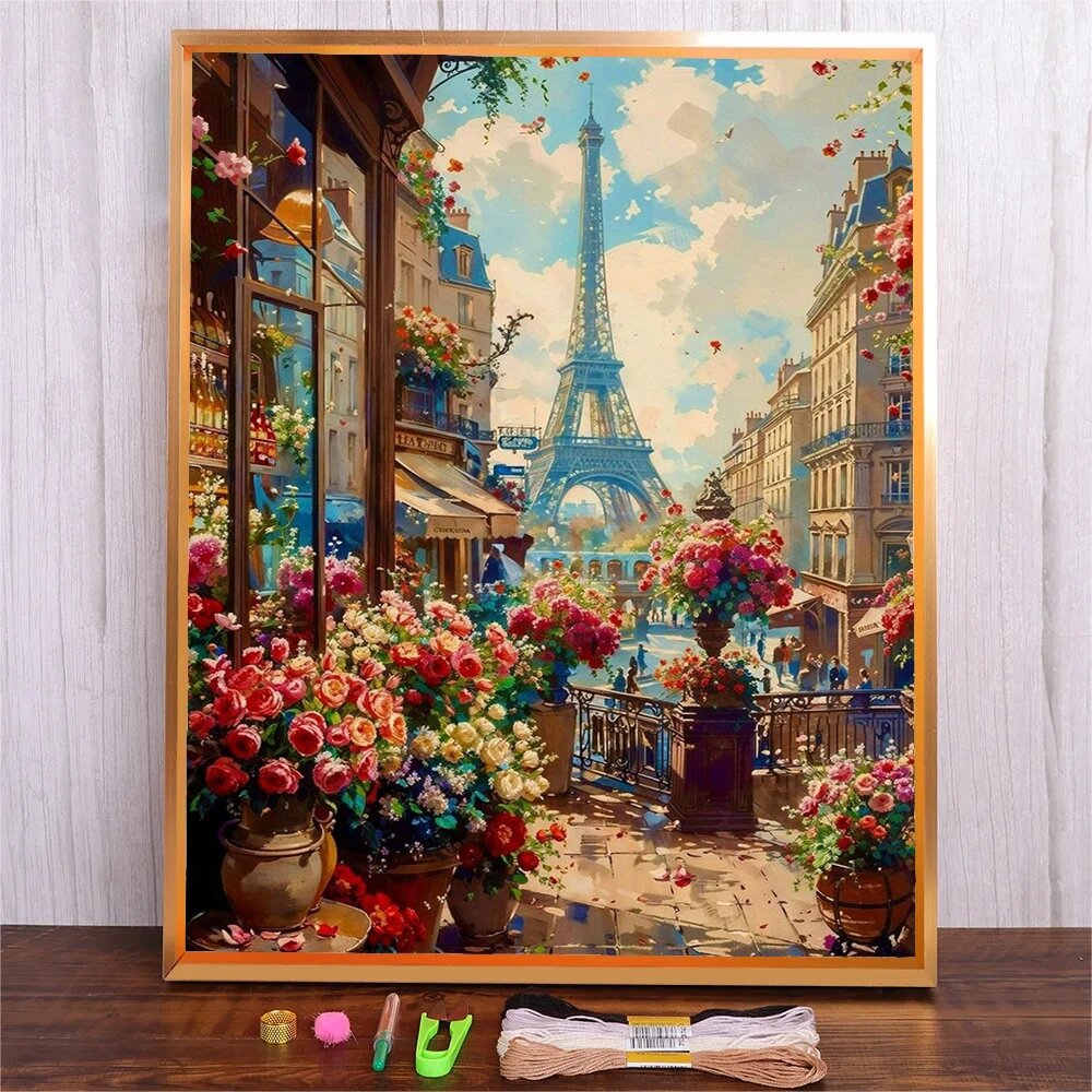 Набор для вышивки крестом Painting Era, цветочный узор 40x50cm, 14CT Cotton Threads