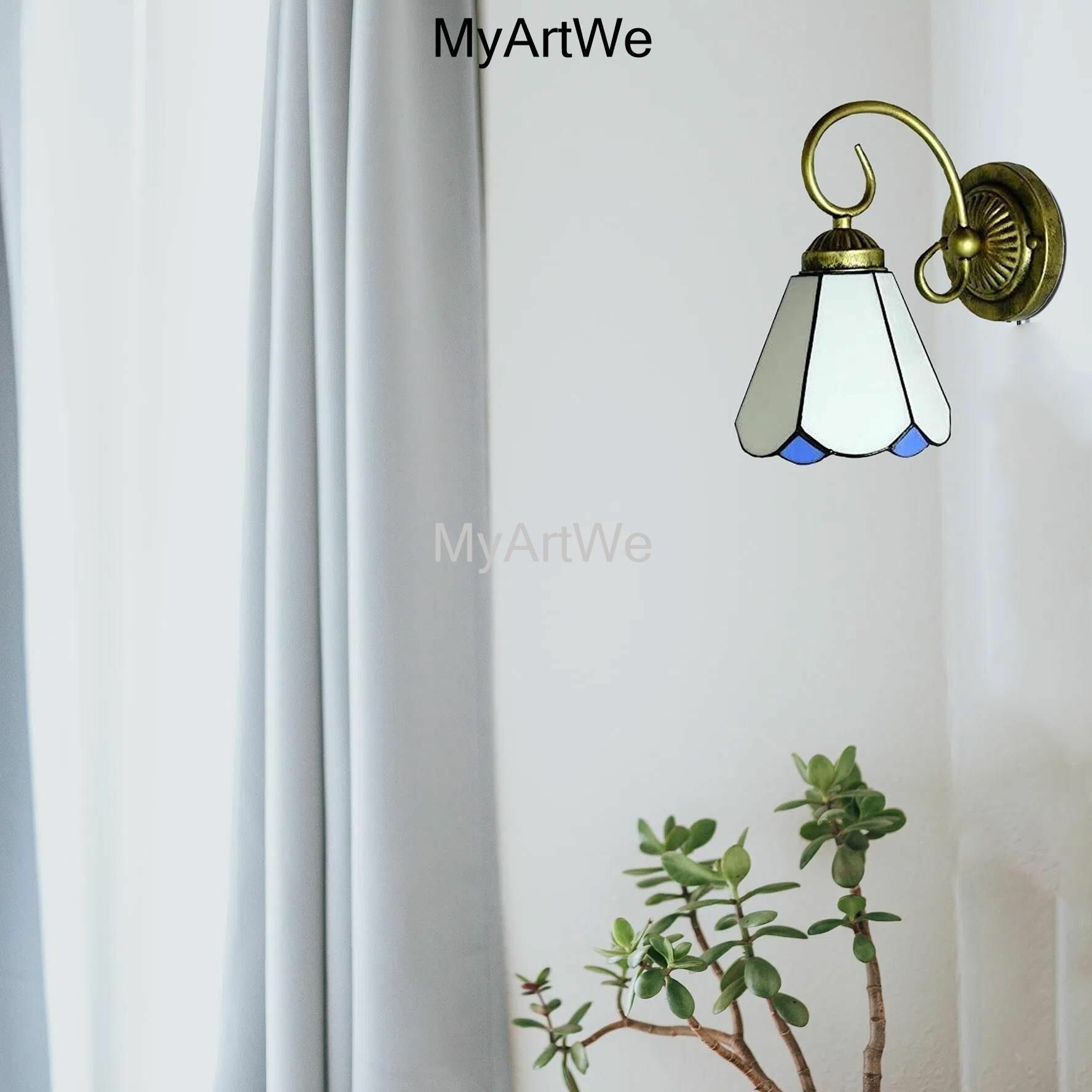 Бра MyArtWe M100W Стеклянный настенный светильник от Тиффани Абажур из цветного стекла