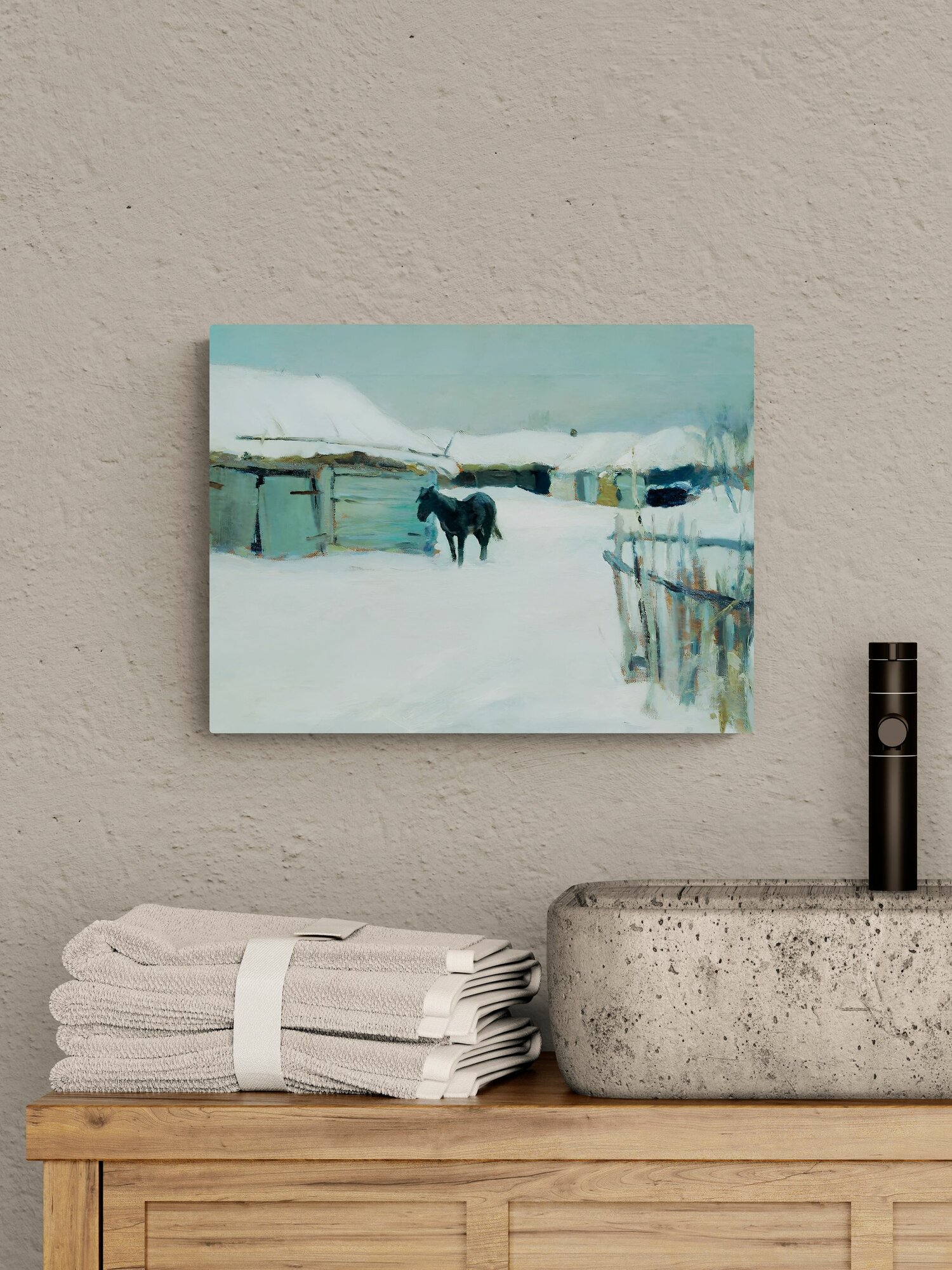 Алексей Степанович Степанов "Деревня зимой". Картина на холсте 30х40 см репродукция