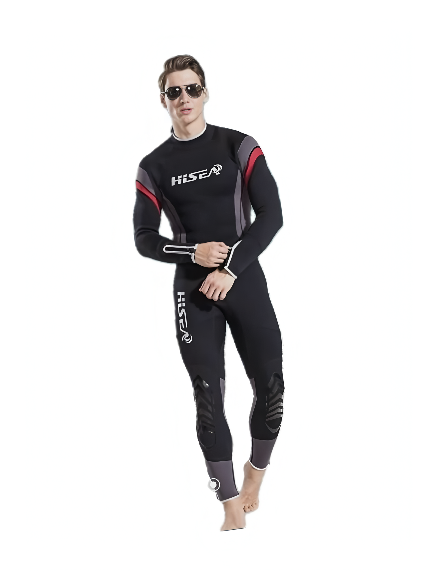 Гидрокостюм HISEA, для дайвинга, неопрен, черно-серо-красный, размер XL
