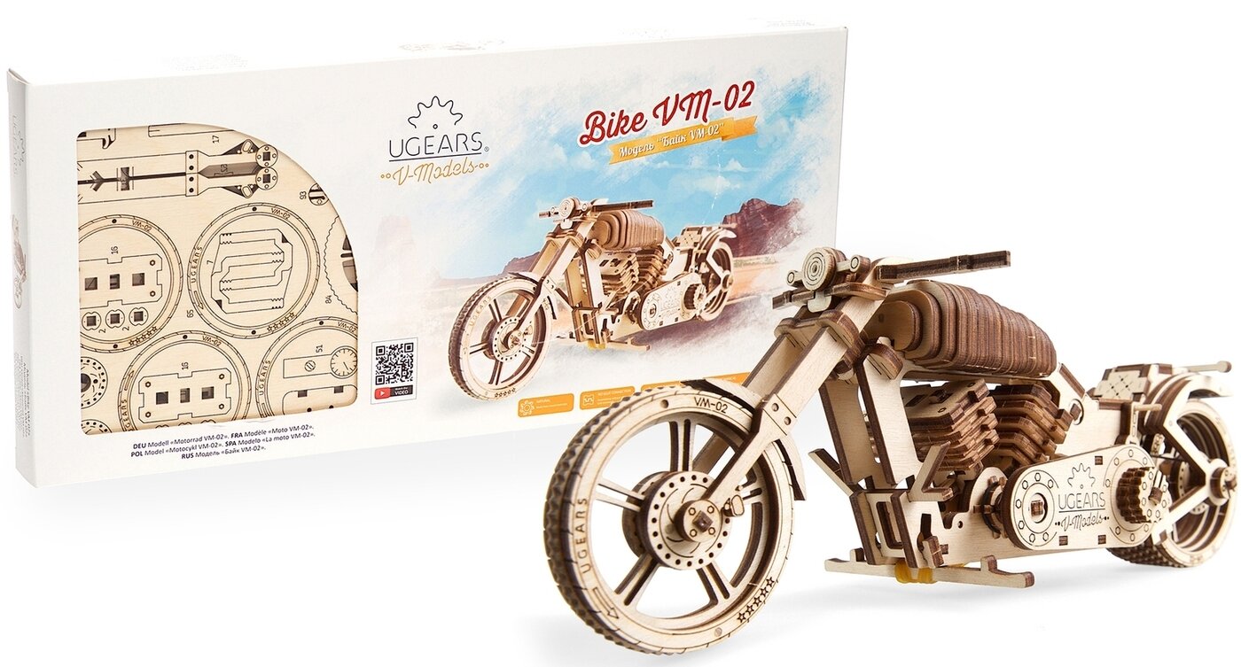 Деревянный конструктор Ugears "Байк VM-02", 70051