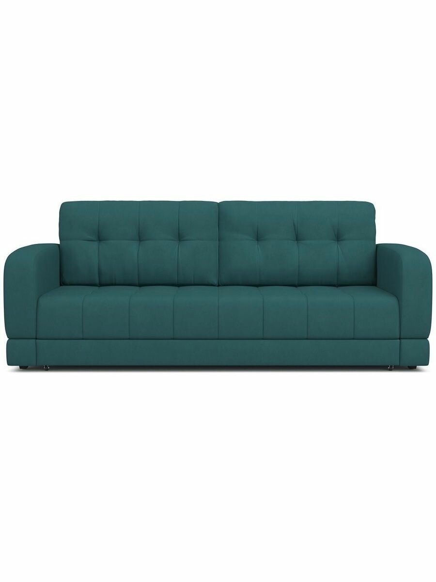 Прямой диван-кровать раскладной PUSHE Бейкер 2, велюр, зеленый Formula 697