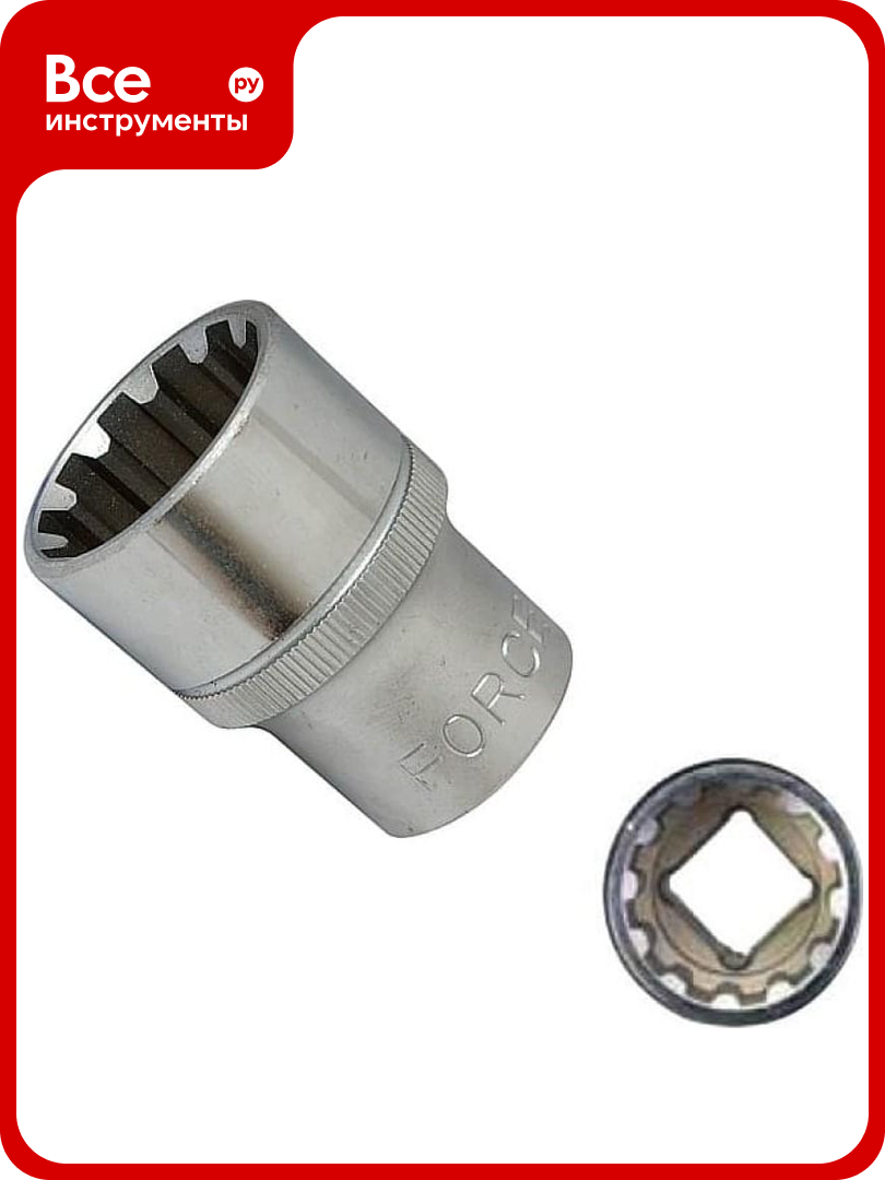 Головка Spline, 1/2", 18 мм FORCE 54Q18 – торцевая головка CrV с квадратным патроном и двенадцатигранным наконечником