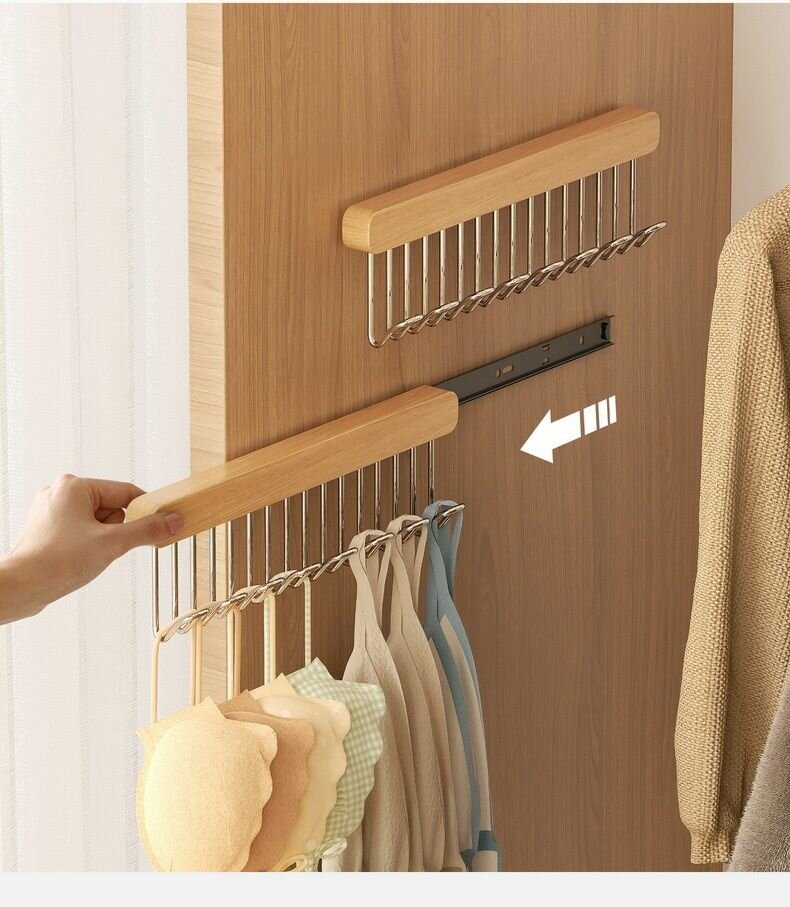 Выдвижная вешалка с 8 крючками для шкафа удобное решение для хранения одежды сумок и аксессуаров