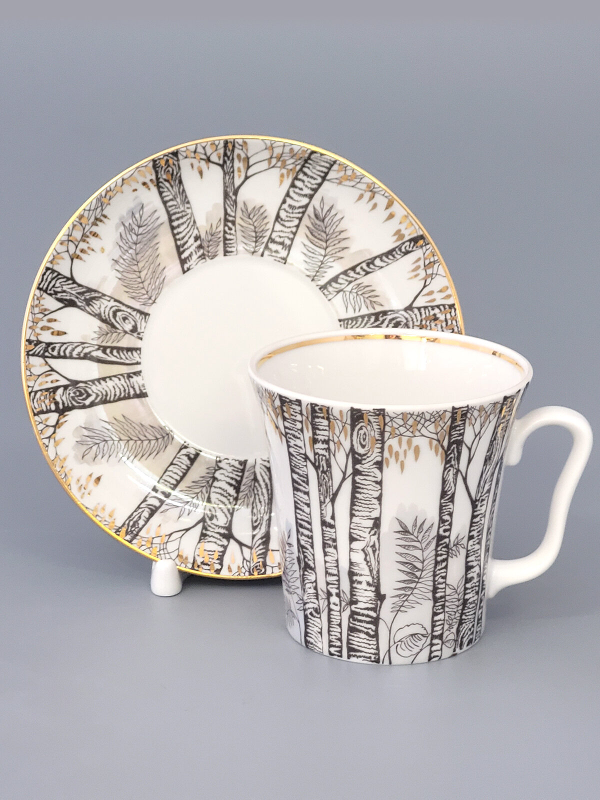 Бокал с блюдцем "Половодье" форма Ленинградский, Императорский фарфоровый завод