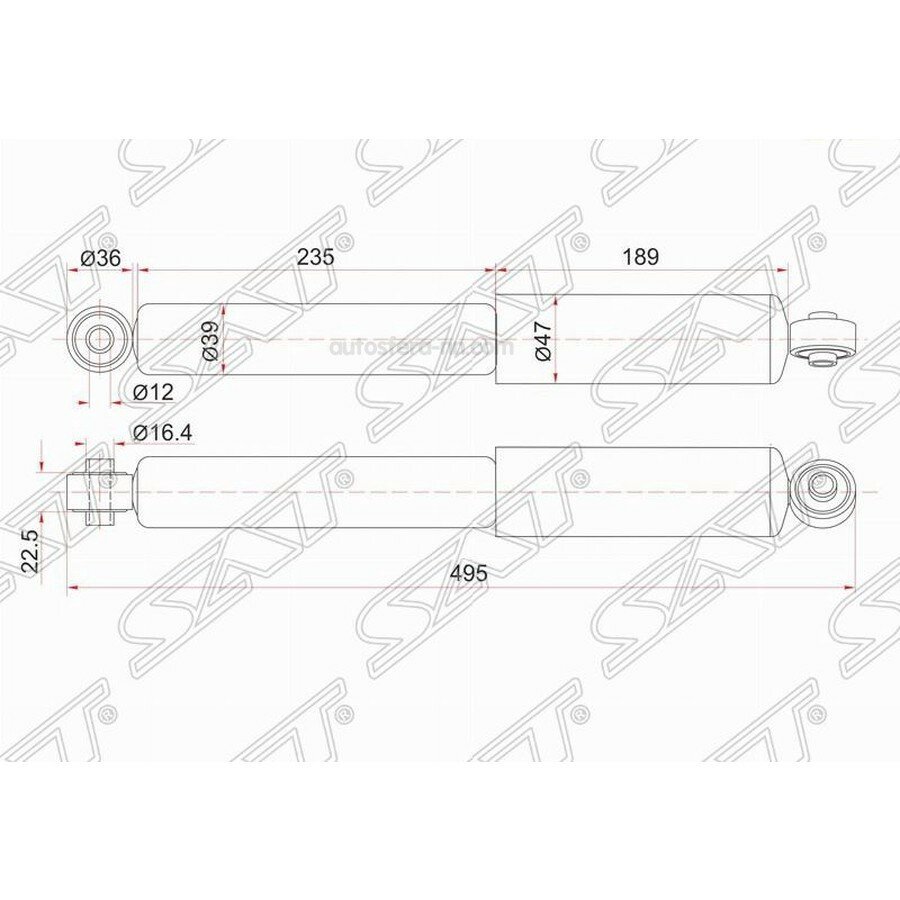 SAT ST4853128490 Амортизатор Toyota Lite Ace 96-07 / Lite Ace Noah 96-01 (Сзади/ Справа=Слева)