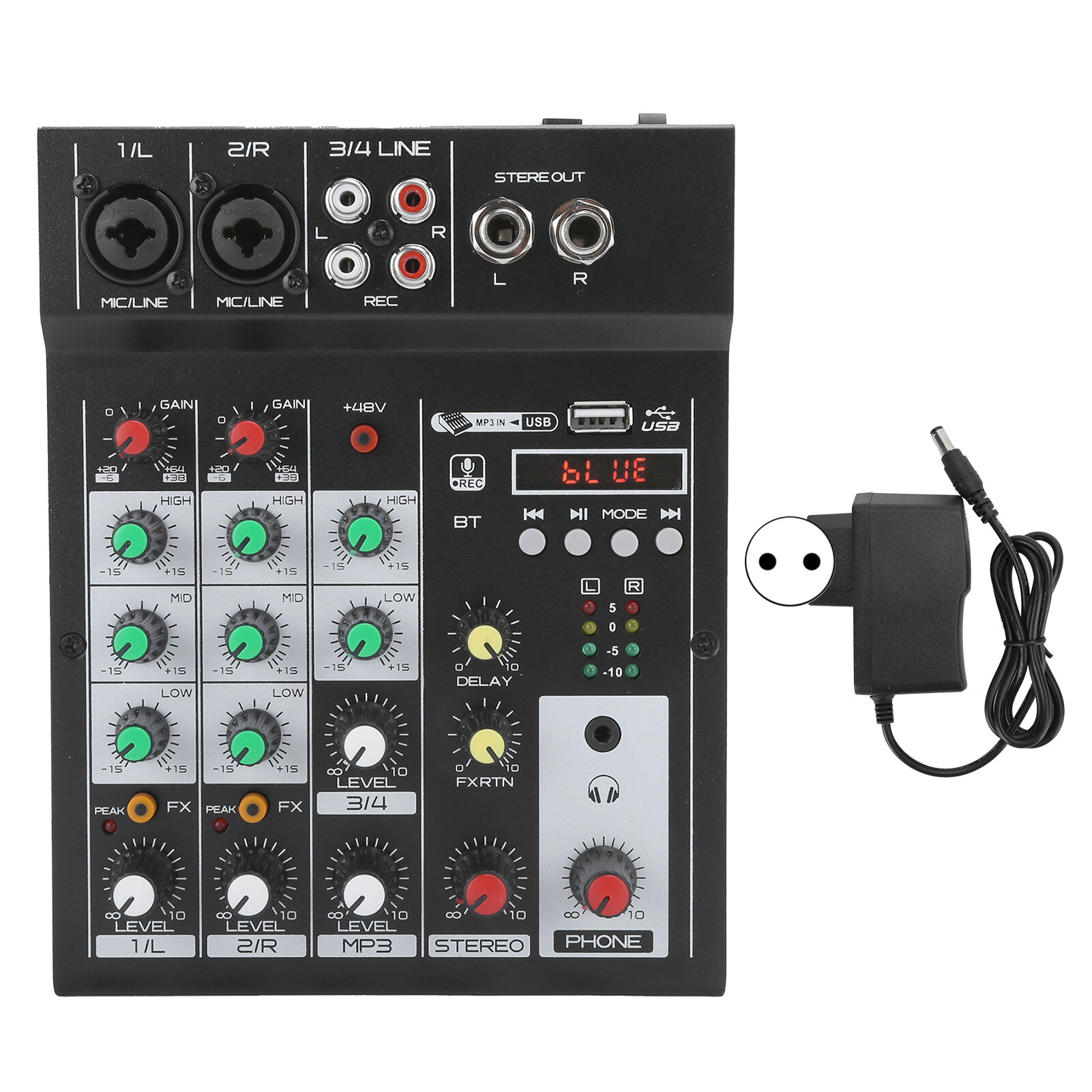 Портативный 4 -канальный BT -консольный консоль цифровой аудио микшер Builtin Reverb Effect