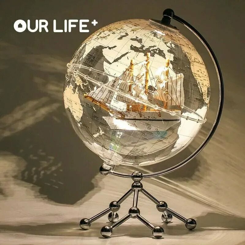 Глобус "Золотой", металл, синтетическая смола, прозрачный, 14 см