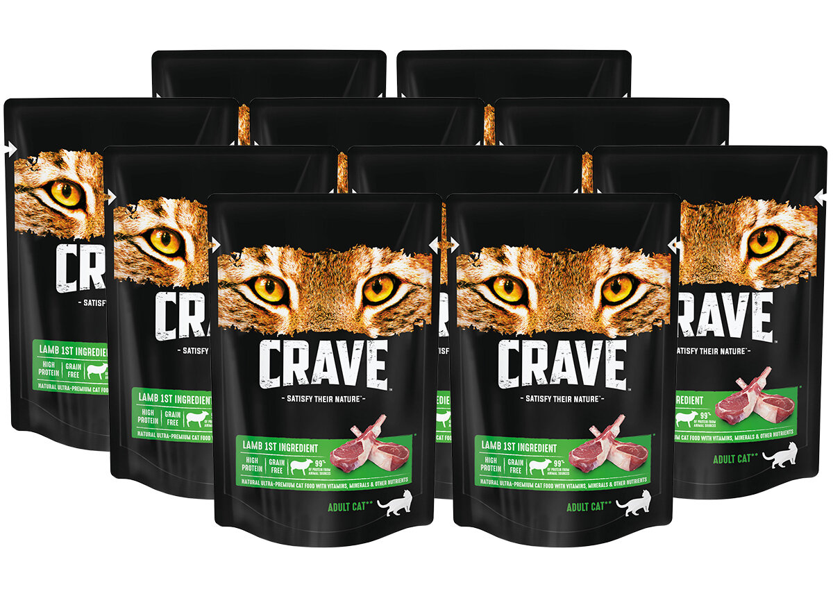 Корм влажный Crave для взрослых кошек, ягненок в желе, 70 гр х 10 шт