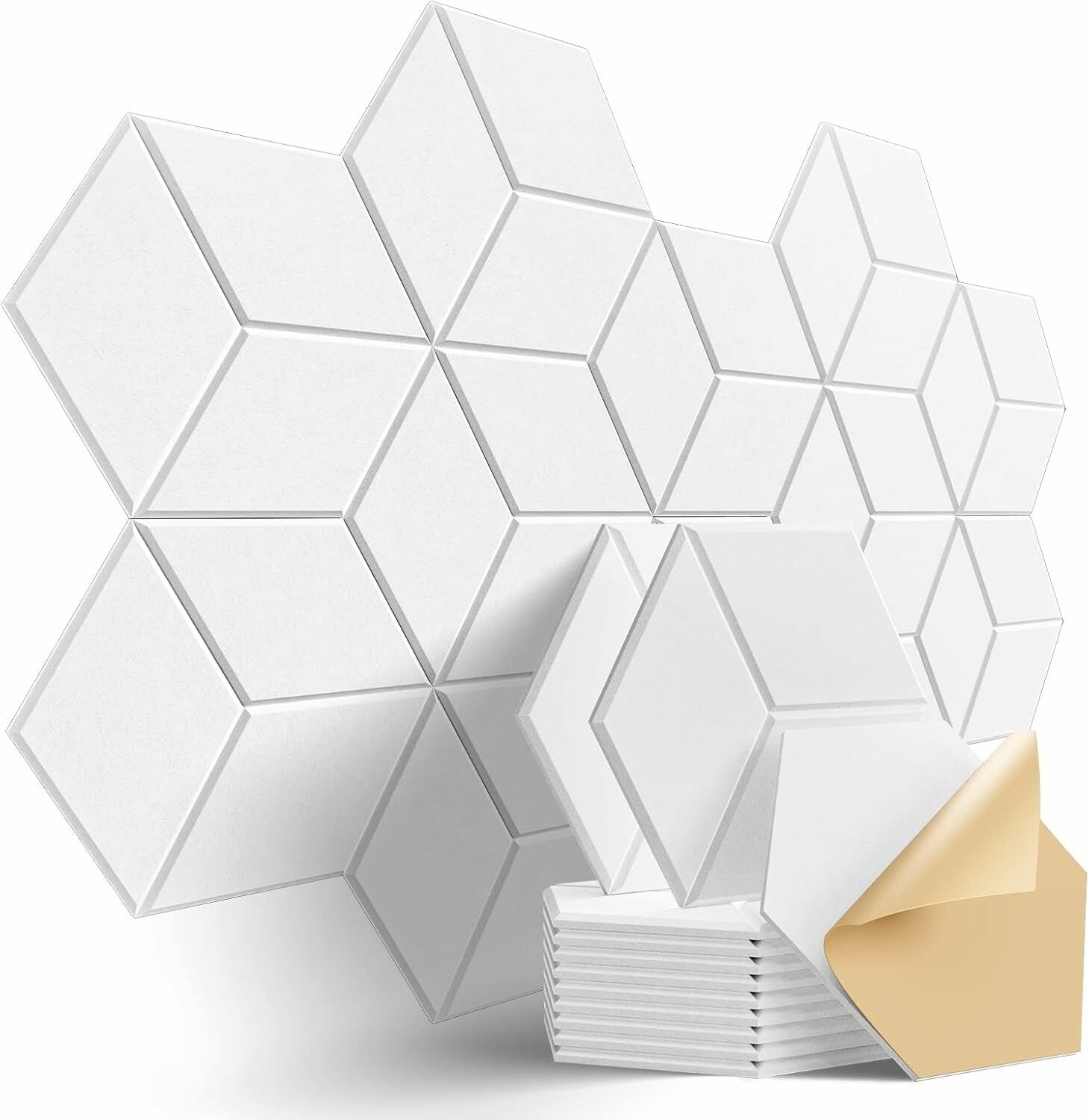 Самоклеящаяся акустическая панель с шестигранной конструкцией акустические Звукоизоляционные стеновые панели из пенопласта, 12 шт белый