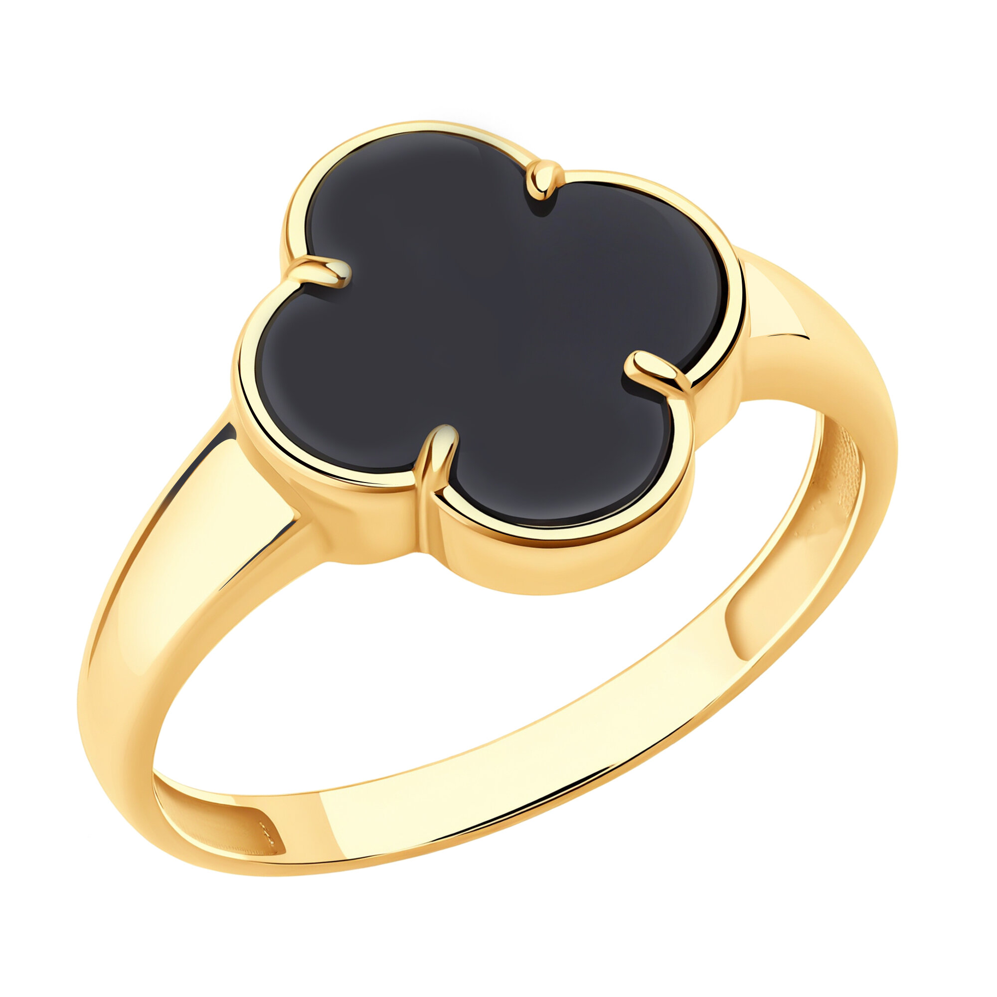 Кольцо, красное золото, 585 проба, оникс