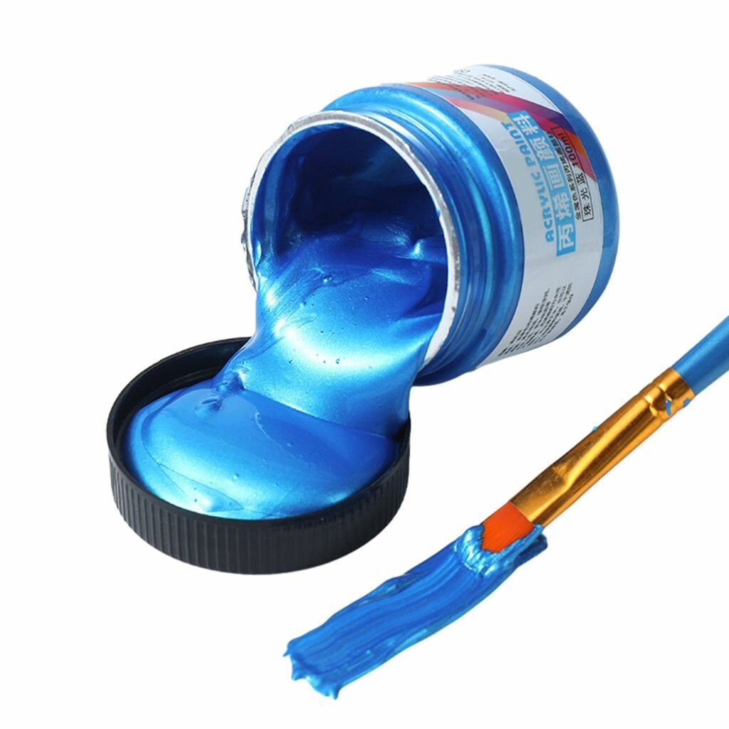 Перламутровая акриловая краска для рисования, 100 мл, водоотталкивающая - Перламутровый синий