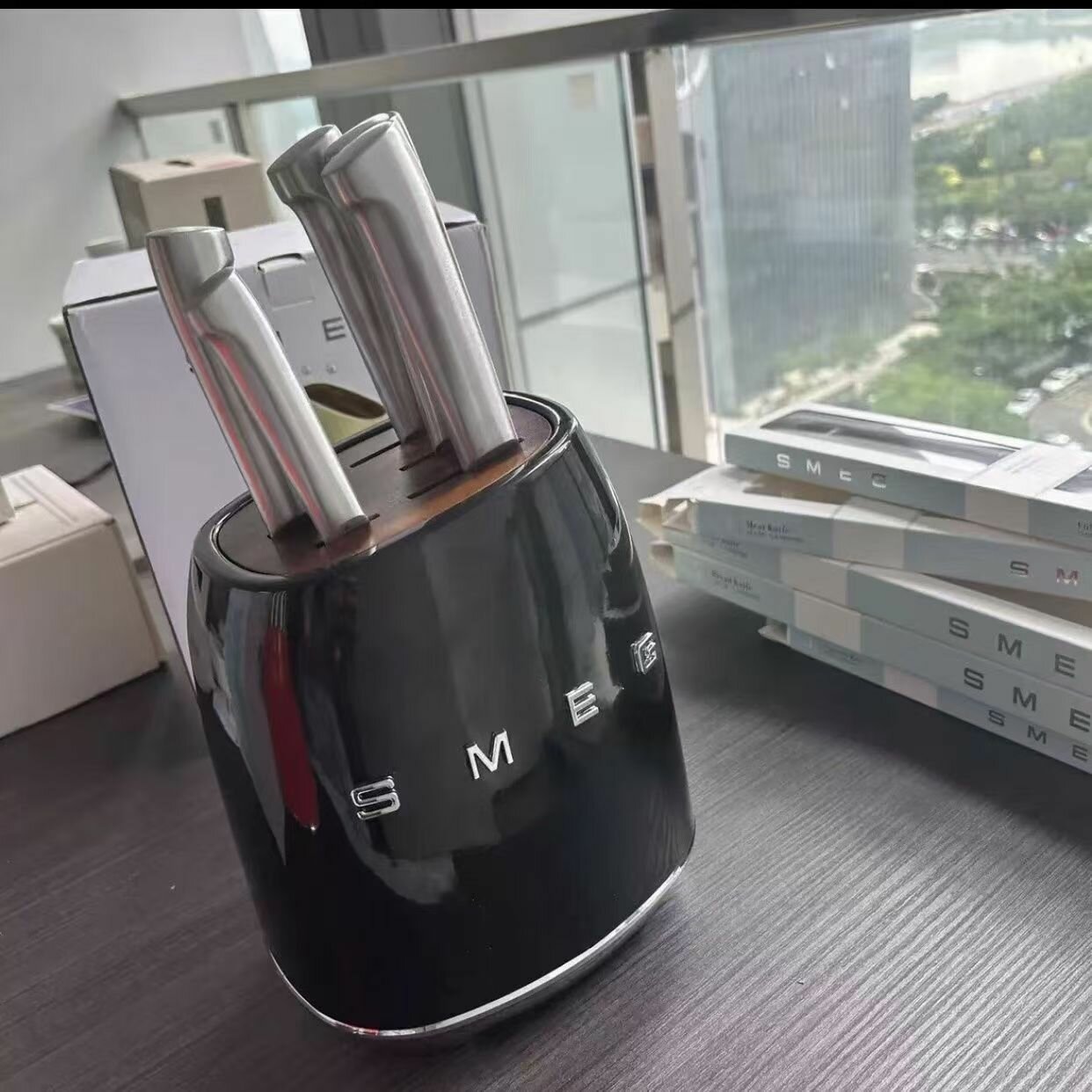 Держатель для кухонных ножей SMEG, набор кухонных ножей из 8 штук, винтаж, нержавеющая сталь, японский.