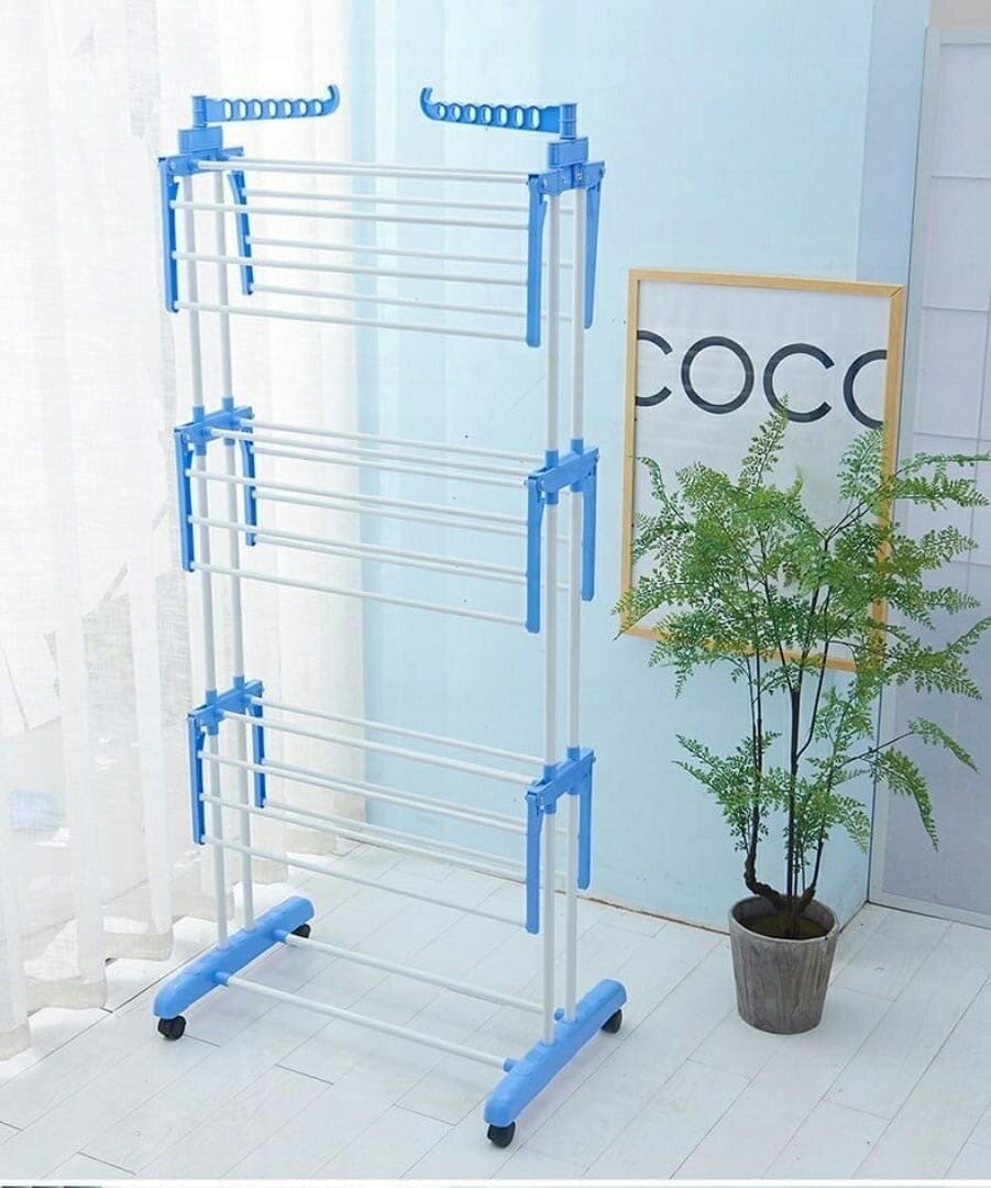 Сушилка для белья напольная вертикальная Голубая