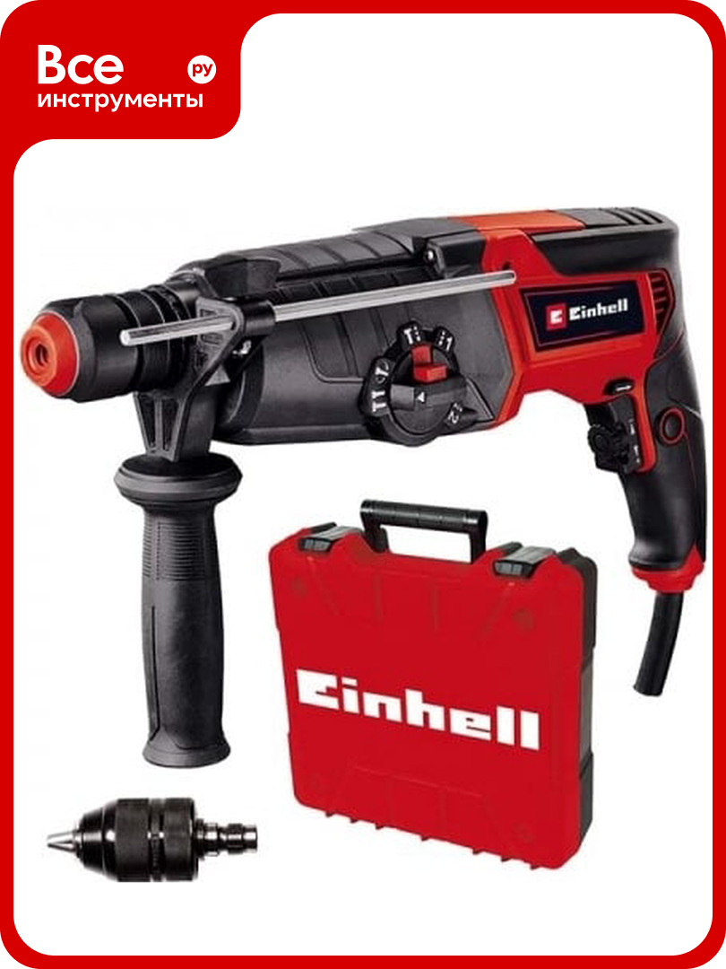 Перфоратор Einhell te-rh 950 5f, sds-plus, 950 Вт, 2 ск. 0-1200/2600 об/мин, сверления отверстий различного