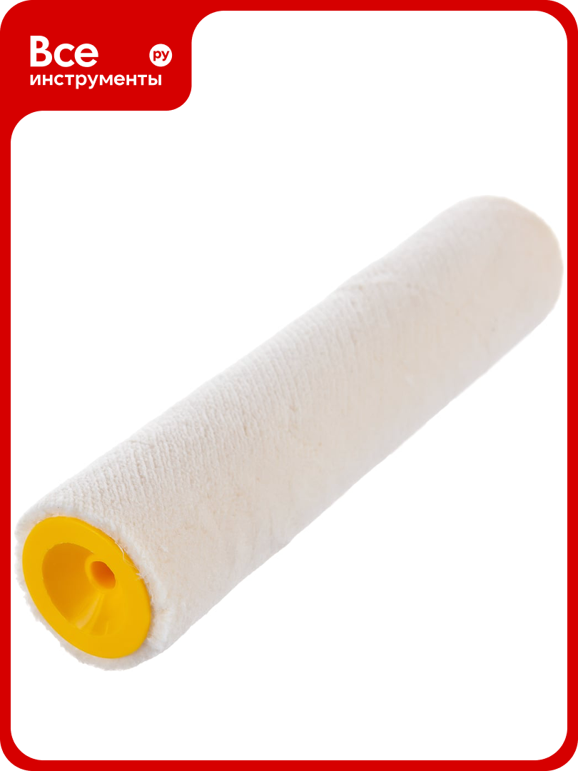 Валик Biber 31504, миди-валик без ручки из велюра, бытовой малярный ролик с мягким ворсом