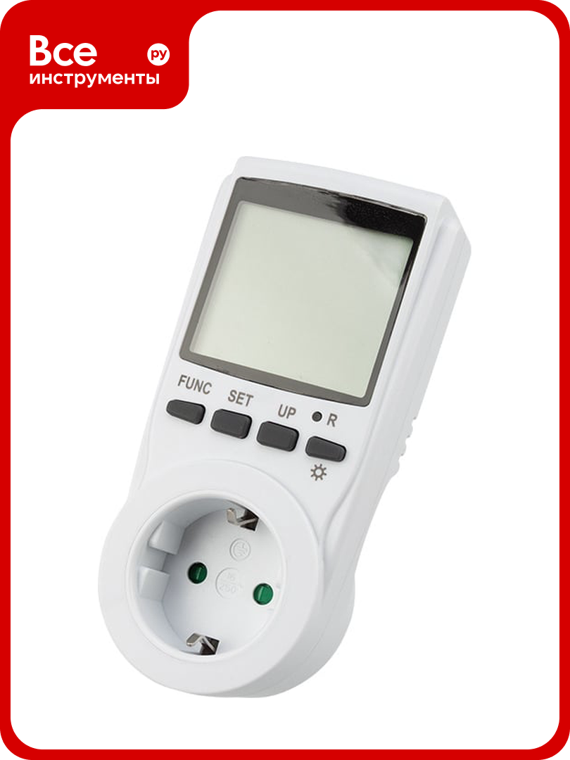 Ваттметр с подсветкой REXANT RX-11 10-6100, для круглосуточного измерения потребляемой электроэнергии, 16 А