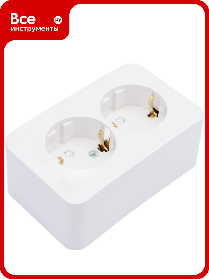 2-ая наружная розетка Systeme Electric Blanca Белый, с заземлением, со шторками, 16А SE BLNRA011221