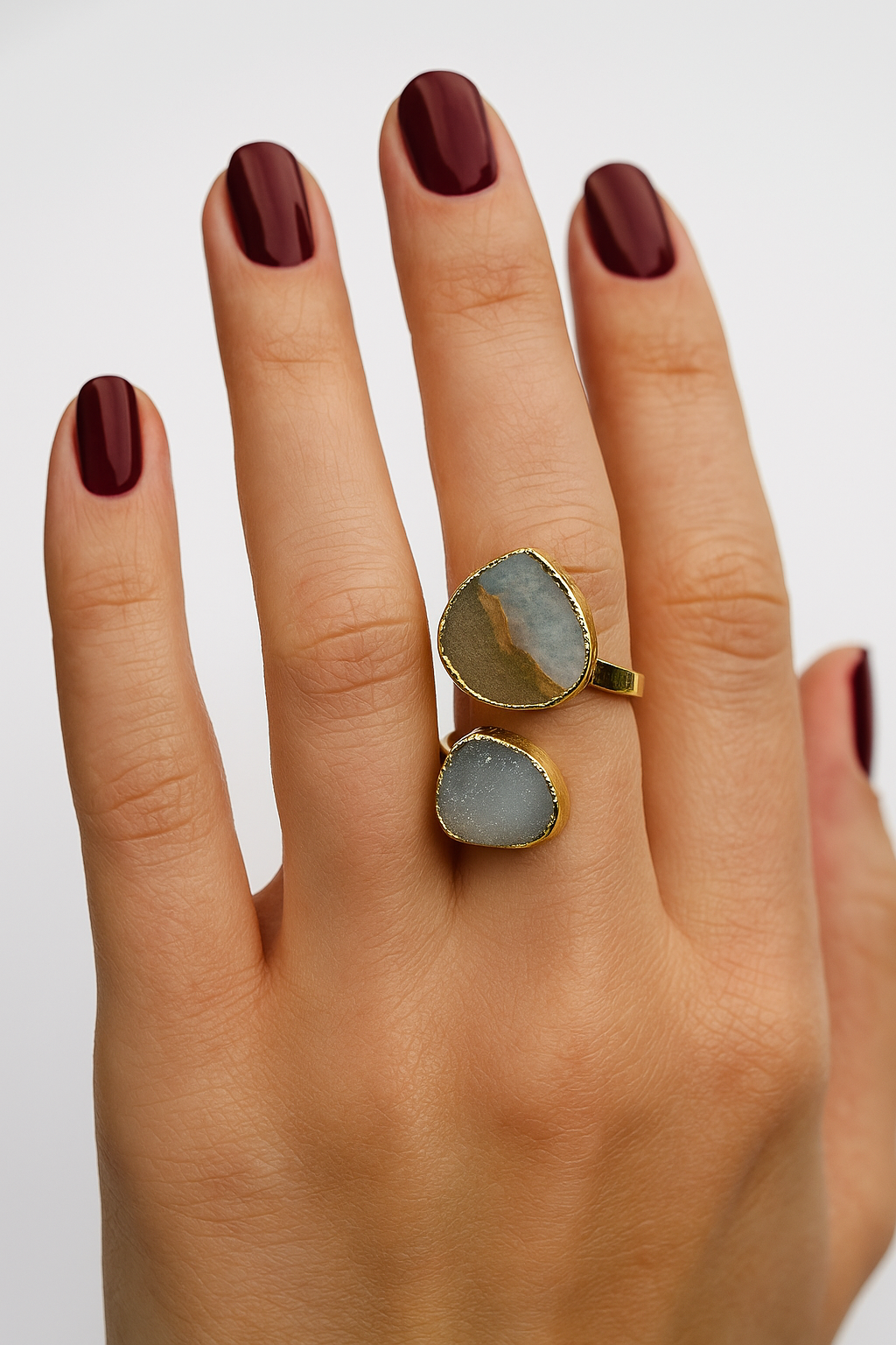 Кольцо, перламутр, кварц