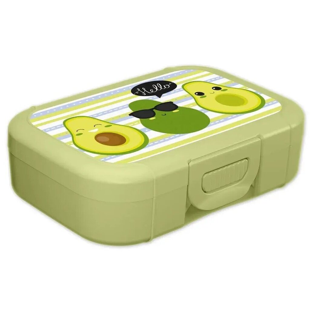 Ланч-бокс пластиковый 0,85л с декором «Hello», салатовый, герметичная крышка