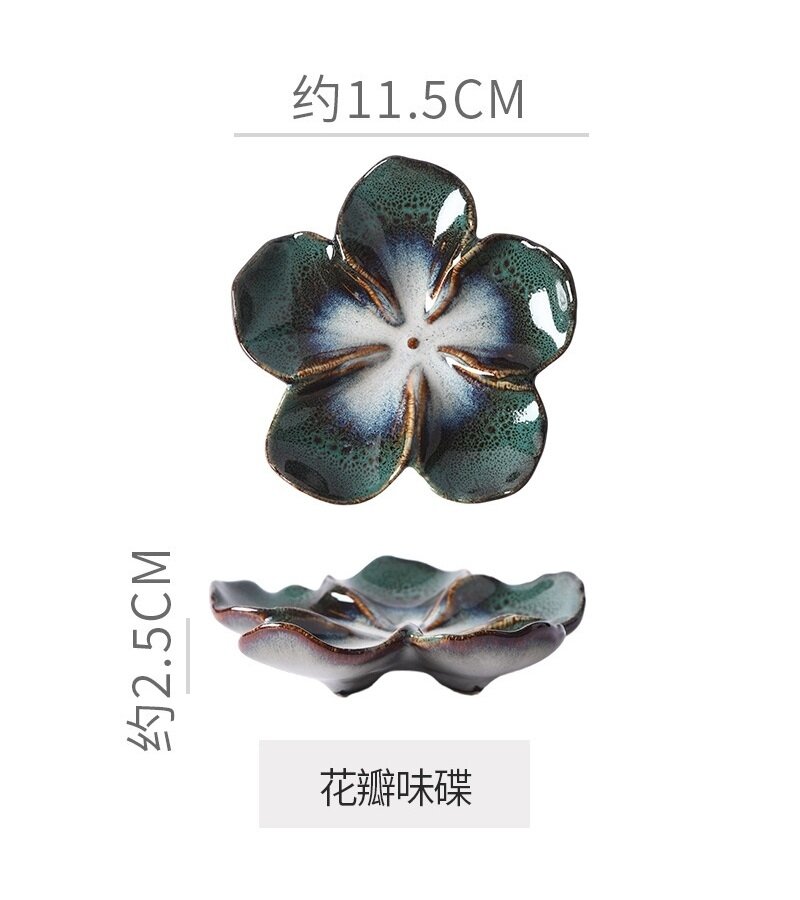 Керамическая разноцветная соусница в форме лепестка, обожженная в печи / Декоративные тарелки