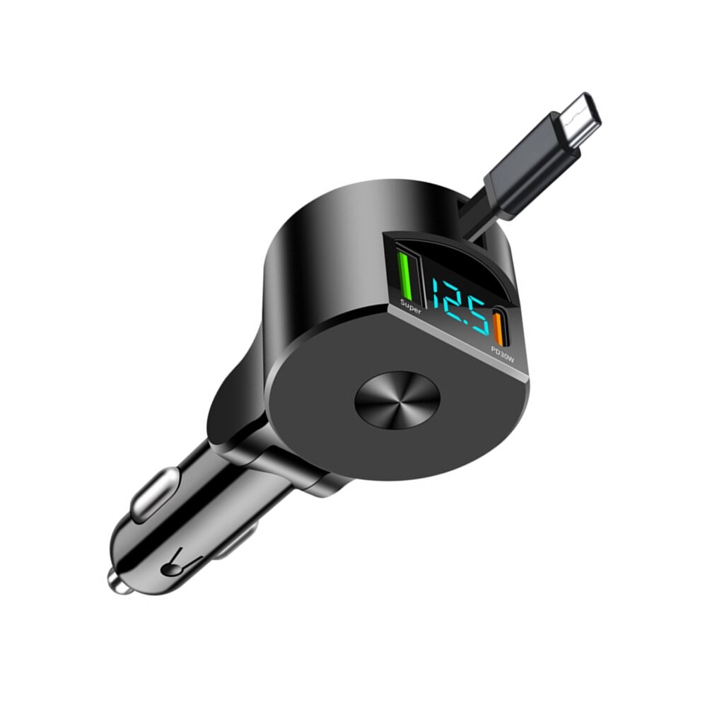 PD30W Быстрый Зарядный Провод Выдвижной Автомобильный Адаптер Для Прикуривания Автомобилей Автомобильное Зарядное Устройство