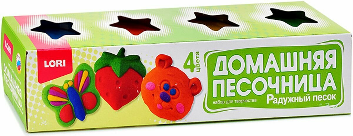 Радужный цветной песок для лепки детям, набор для детского творчества и игры с кинетическим кварцевым песком, 4 цвета по 140 гр