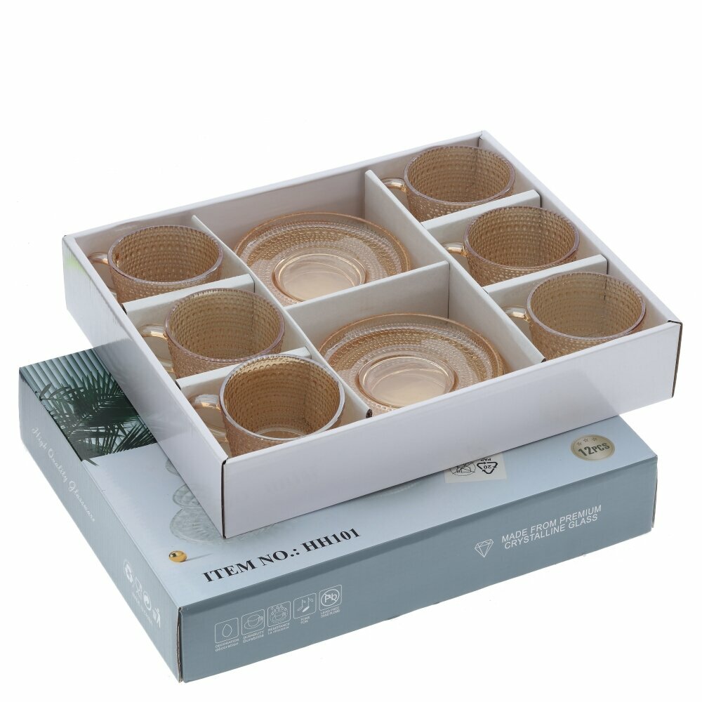 Набор из 6-ти чашек с блюдцами, 155 мл, 12,5х12,5х6 см KSM-816708