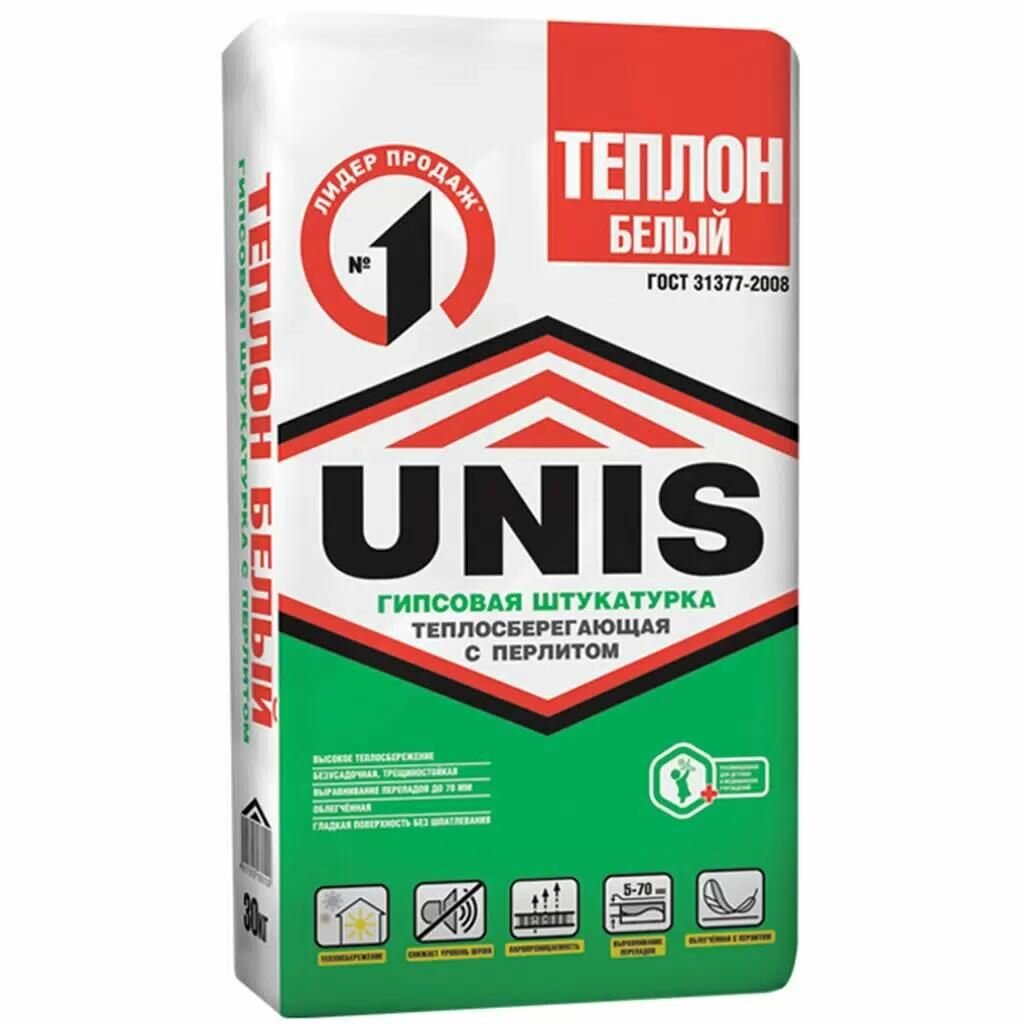 Штукатурка Unis гипсовая, Теплон, 15 кг, белая