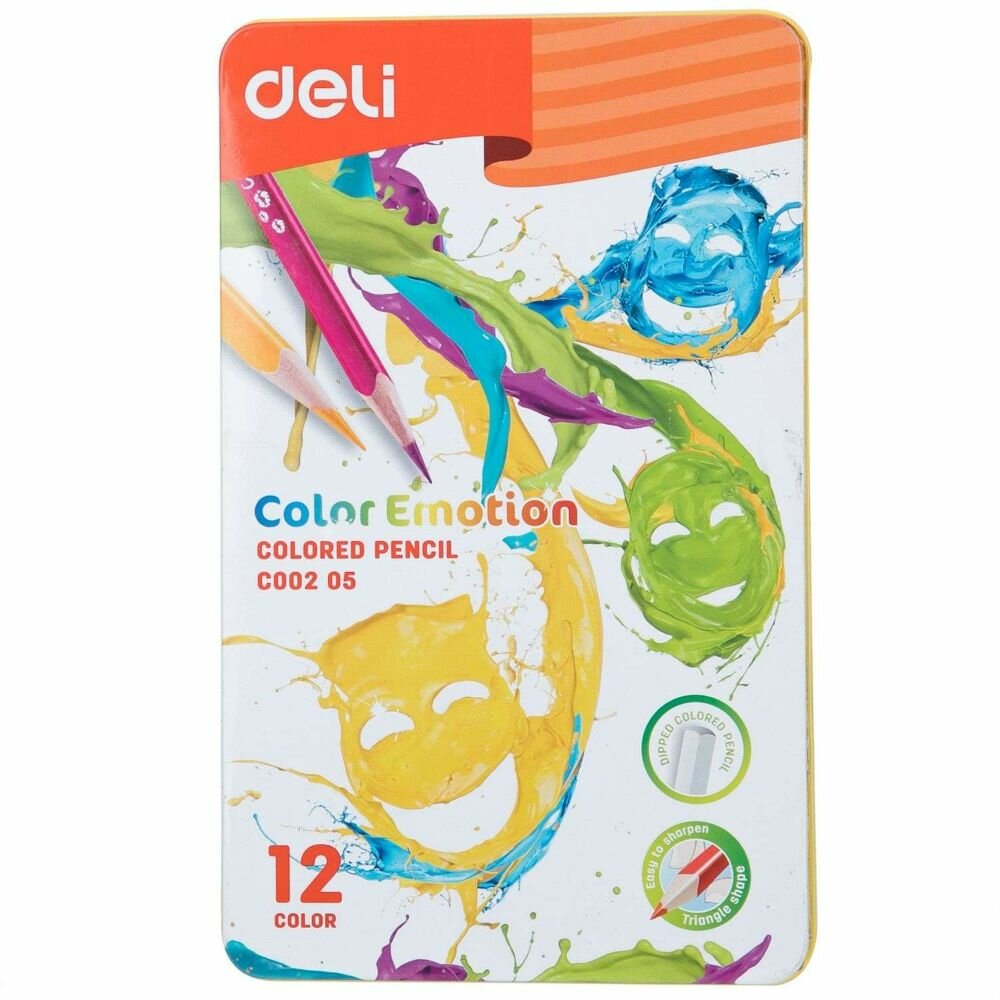 Карандаши цвет. 12цв Deli Color Emotion мет. коробка