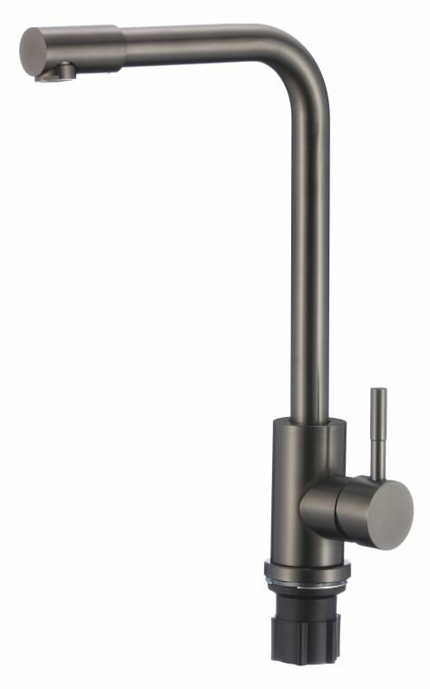 Смеситель для кухни с высоким поворотным изливом / нержавеющая сталь / графит