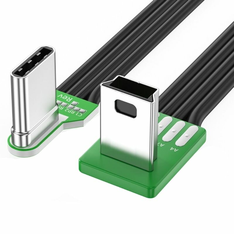 Модели Type C слева и справа подключаются к плоскому силиконовому кабелю для передачи данных Mini USB-длиной 2 м