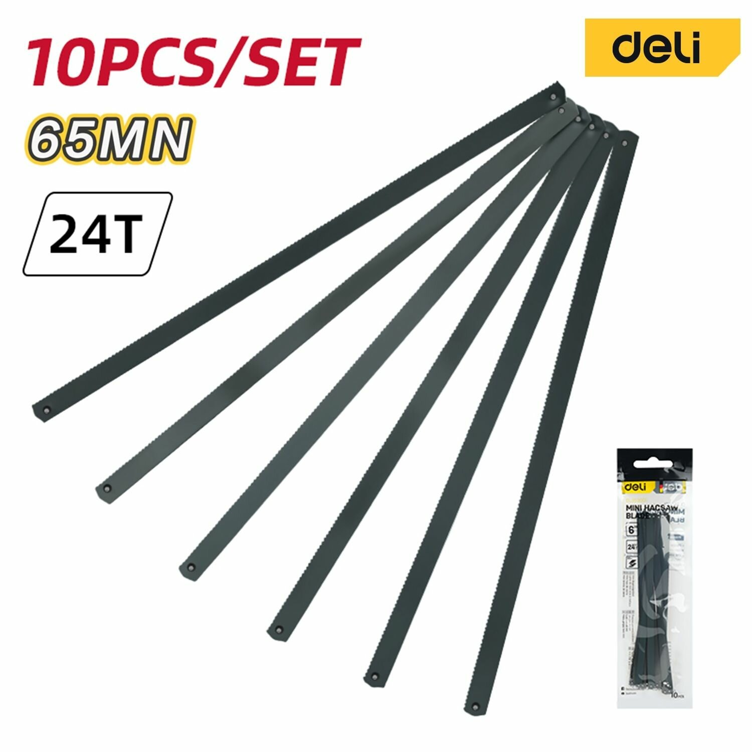 Набор мини полотен по металлу 10 шт Deli DL353001 (150мм, 24 TPI)