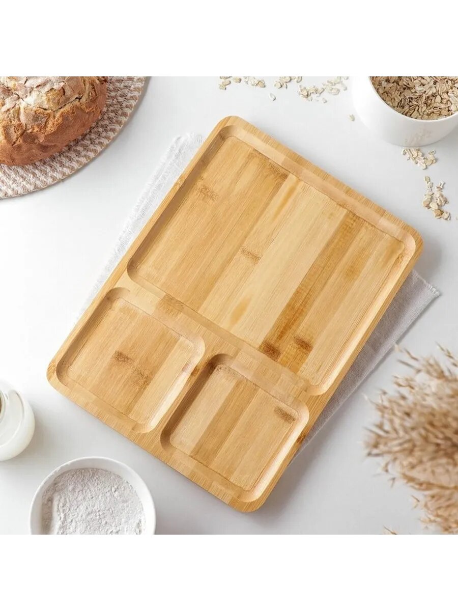 Стильная натуральная менажница из бамбука