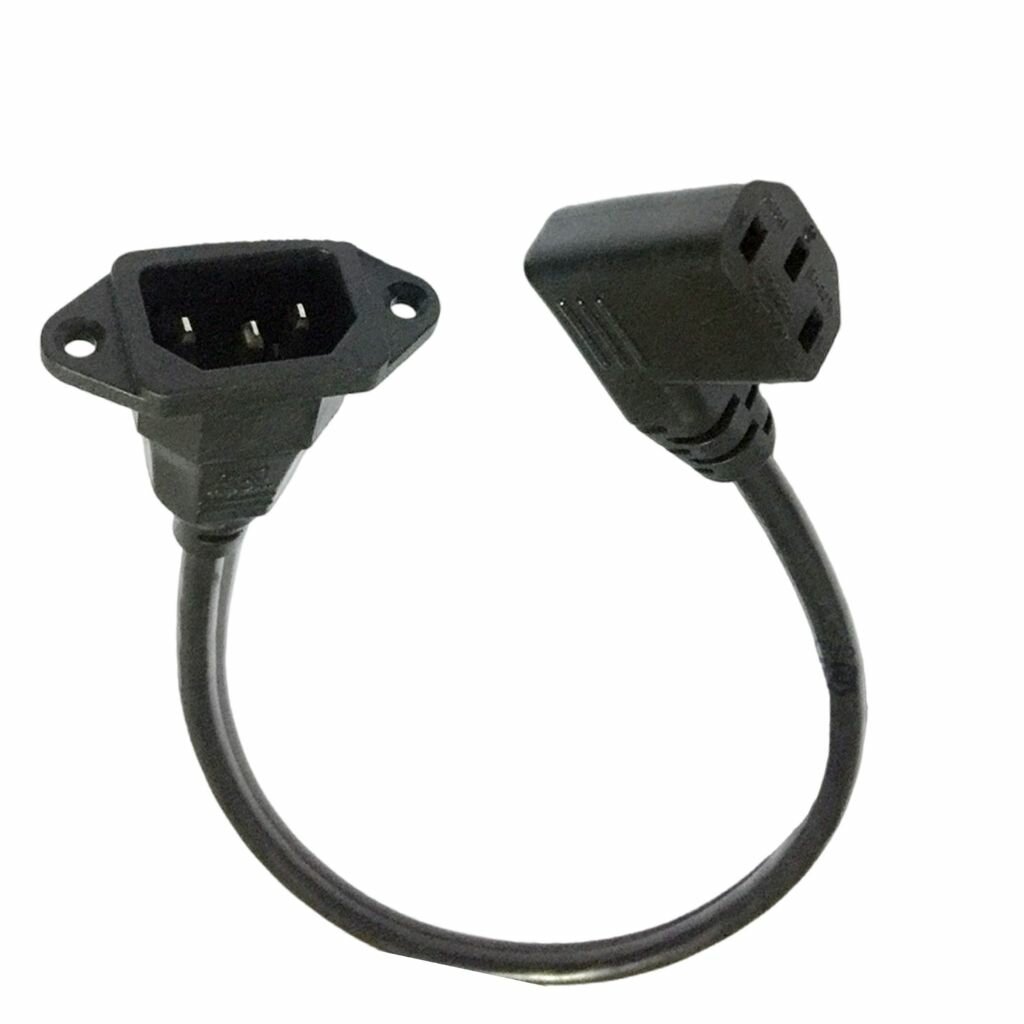 90-градусный удлинитель питания IEC320 C13 to C14, гибкий кабель