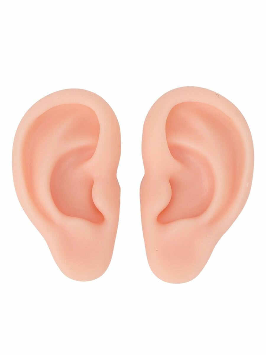 Силиконовая модель уха для демонстрации сережек, мягкий гибкий инструмент для моделирования пирсинга ушей, светлый цвет кожи, 1 пара