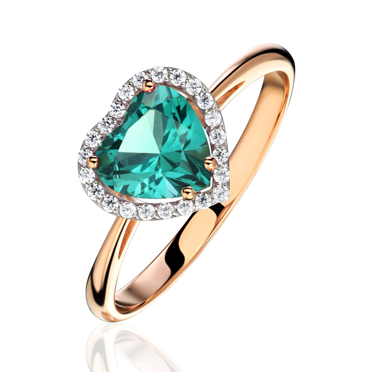 Кольцо, красное золото, 585 проба, родирование, фианит, турмалин