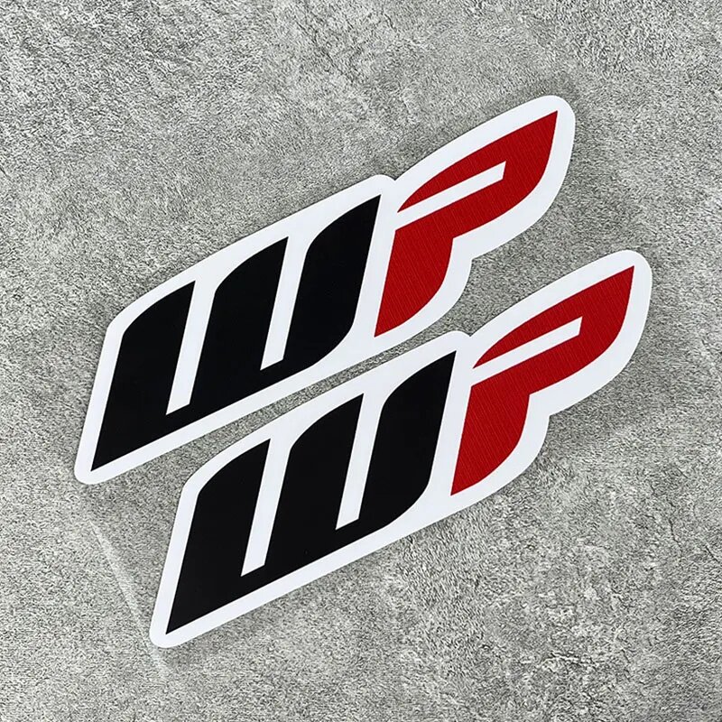 Наклейки WP на мотоцикл, белые 21x5см
